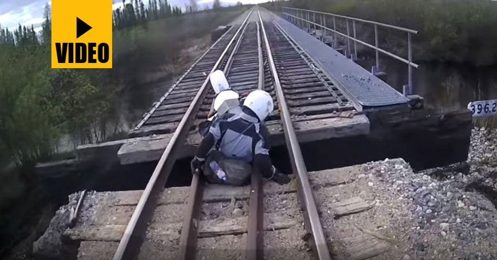 Watch This Adventure Rider Fall Through a RailRoad Bridge! - ADV Pulse